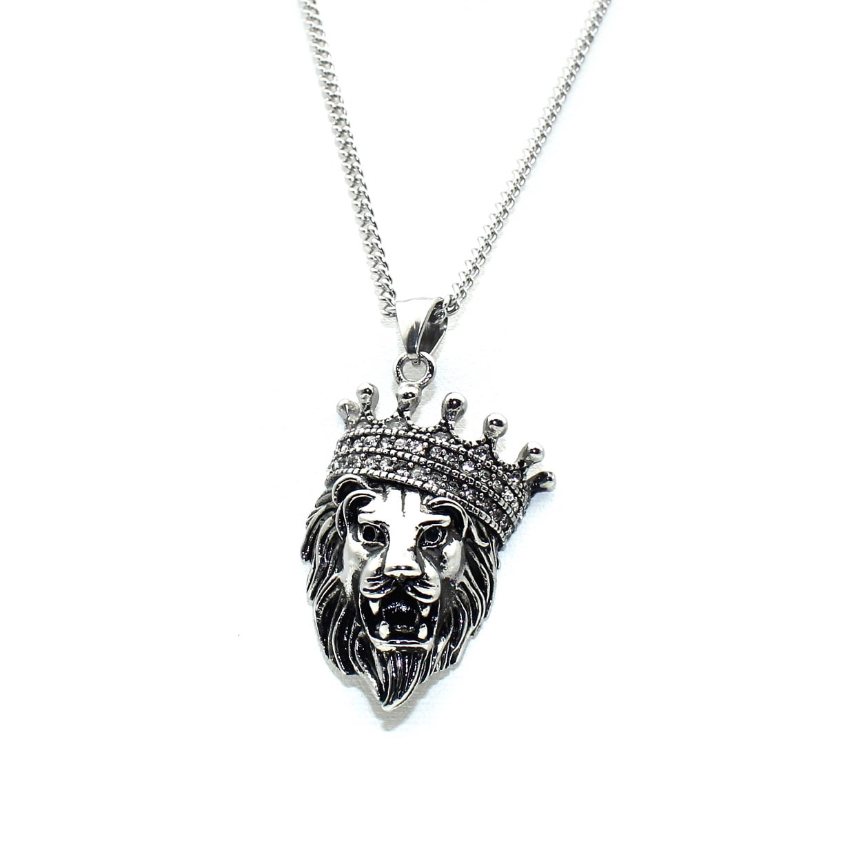 MayiaHey Crown Lion Pendant, Iced Out Lion Necklace for Men, Crown Lion ...