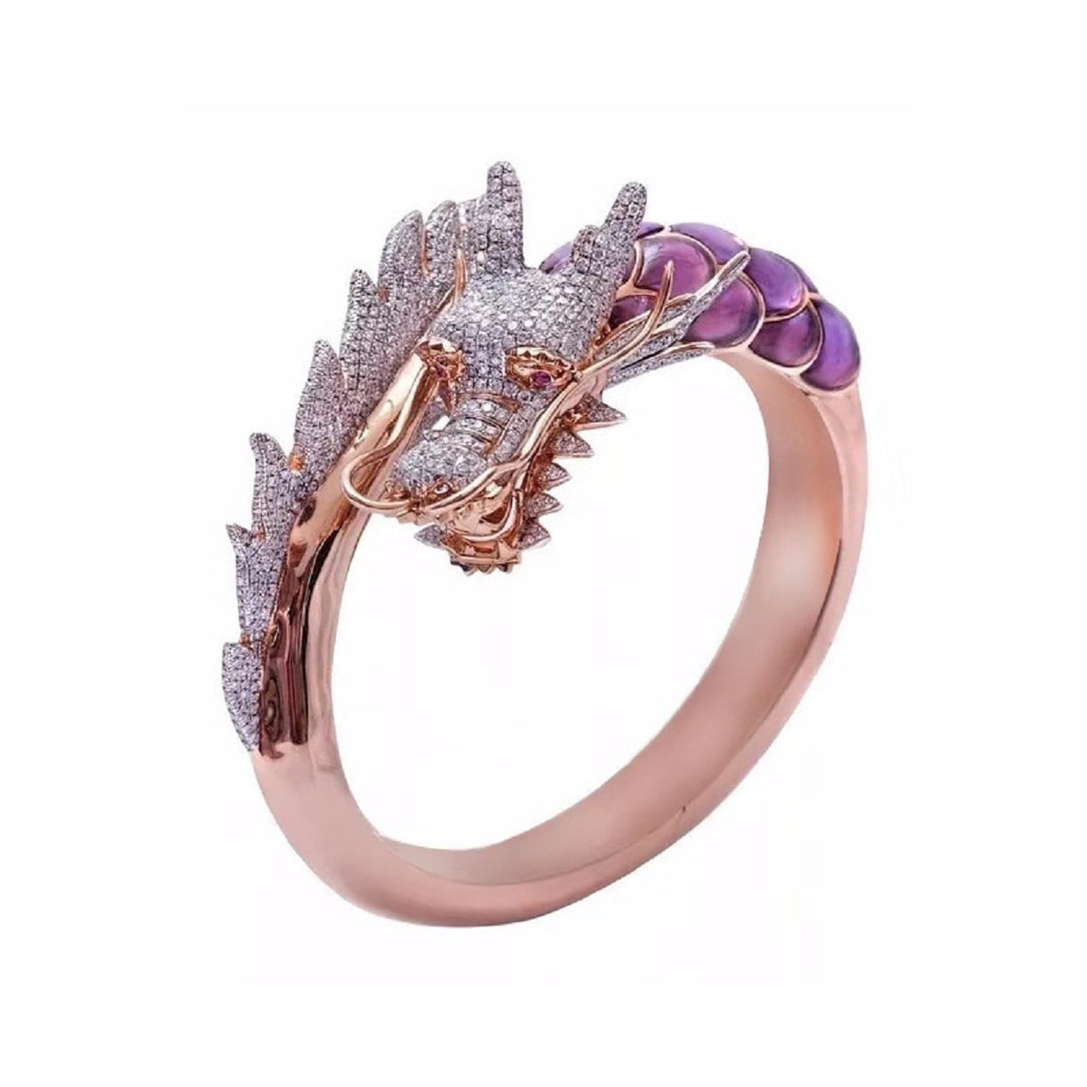 MayiaHey Dragon Head Ring, Punk Purple Dragon Ring for Men, Norse ...