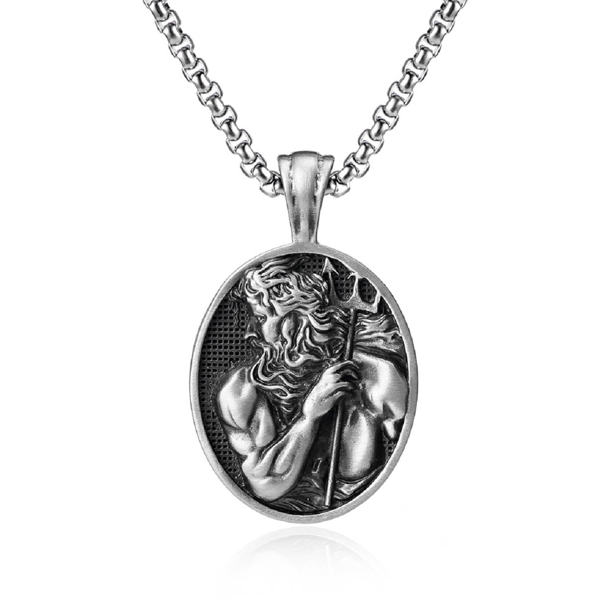 MayiaHey Greek God of Sea Pendant, Vintage Neptune Necklace for Men ...