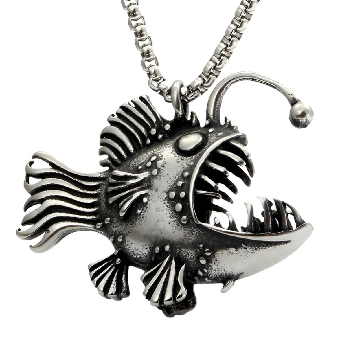 MayiaHey Lantern Fish Pendant, Gothic Fish Necklace for Men, Punk ...