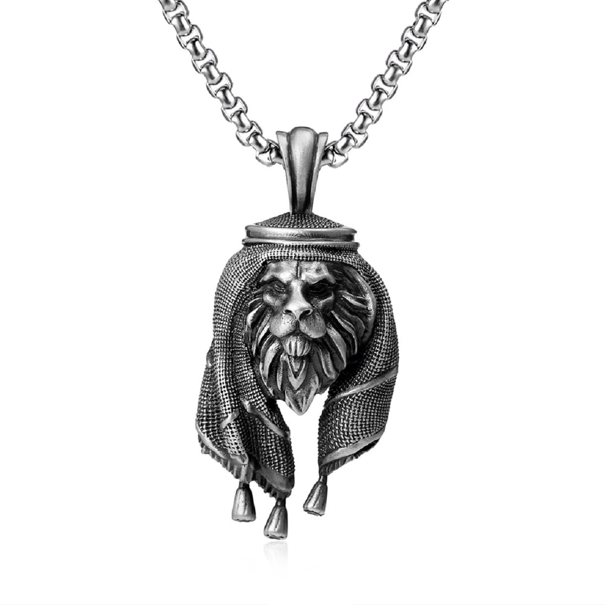 MayiaHey Masculine Lion Head Pendant, Punk Lion Head Animal Necklace ...