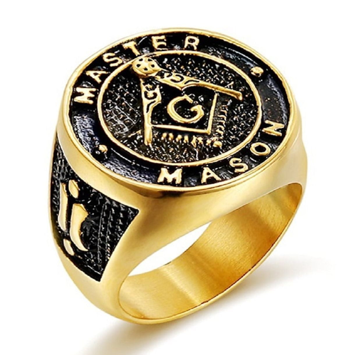 MayiaHey Masonic Master Mason Ring, Freemason Biker Ring for Men, Gold ...