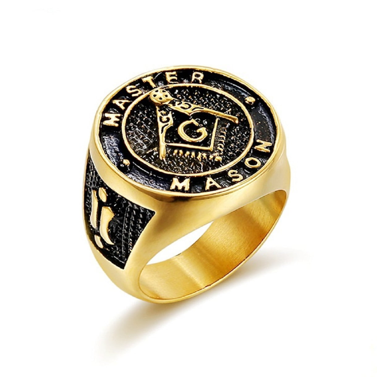 MayiaHey Masonic Master Mason Ring, Freemason Biker Ring for Men, Gold ...