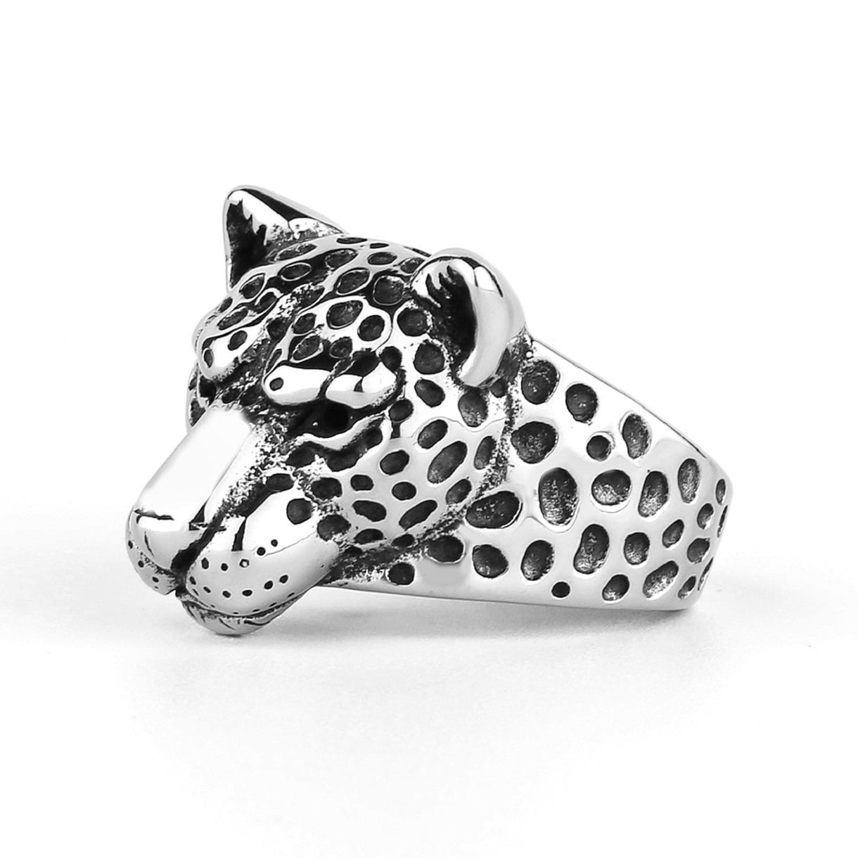 MayiaHey Silver Leopard Head Ring, Leopard Head Ring for Men, Punk ...