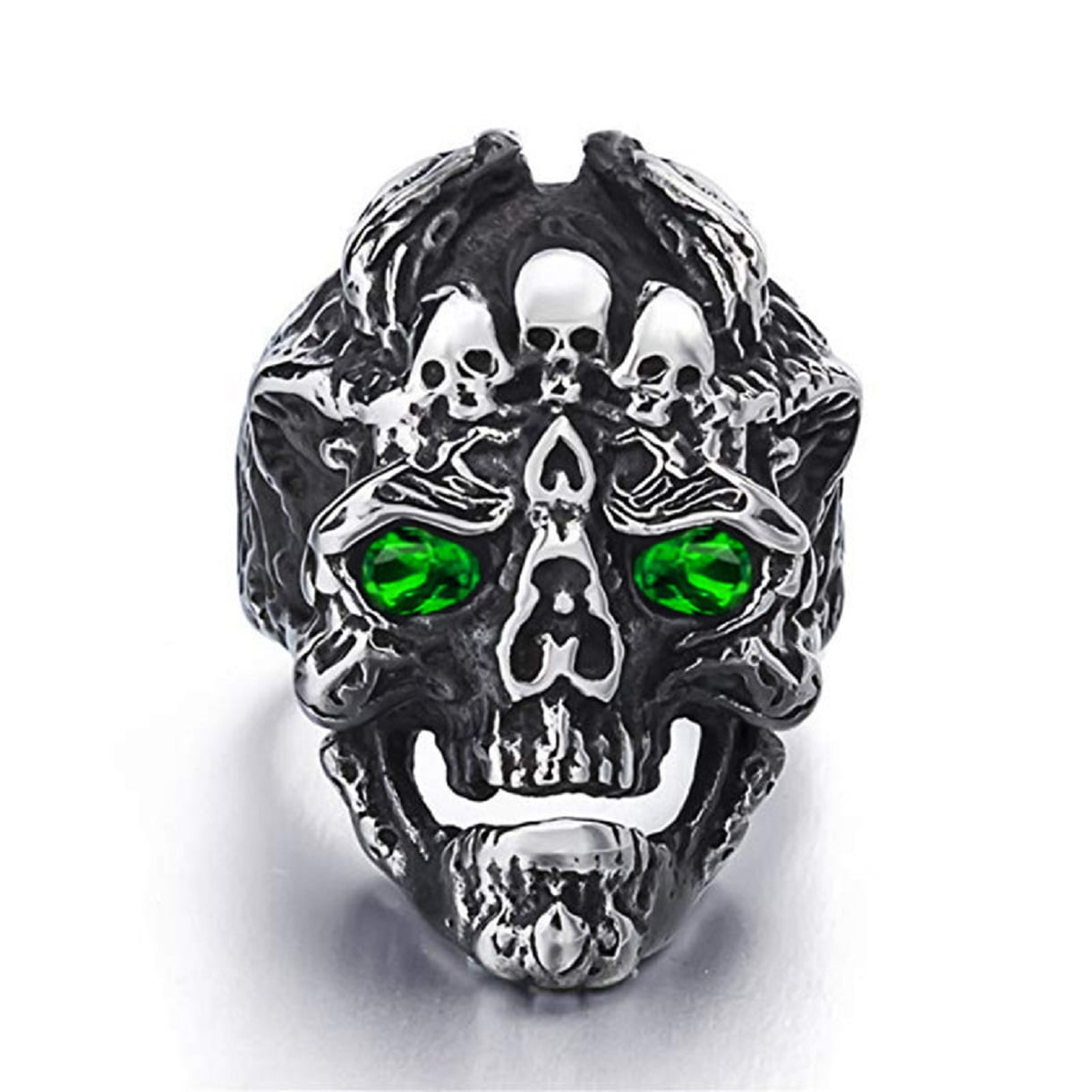 MayiaHey Skull Head Ring, Multi Skull Ring for Men, Gothic Demon Skull ...