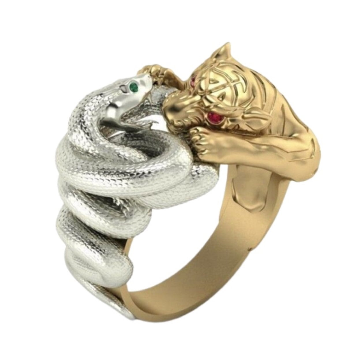 MayiaHey Snake Tiger Ring, Serpent Tiger Ring for Men, Fighting Snake ...