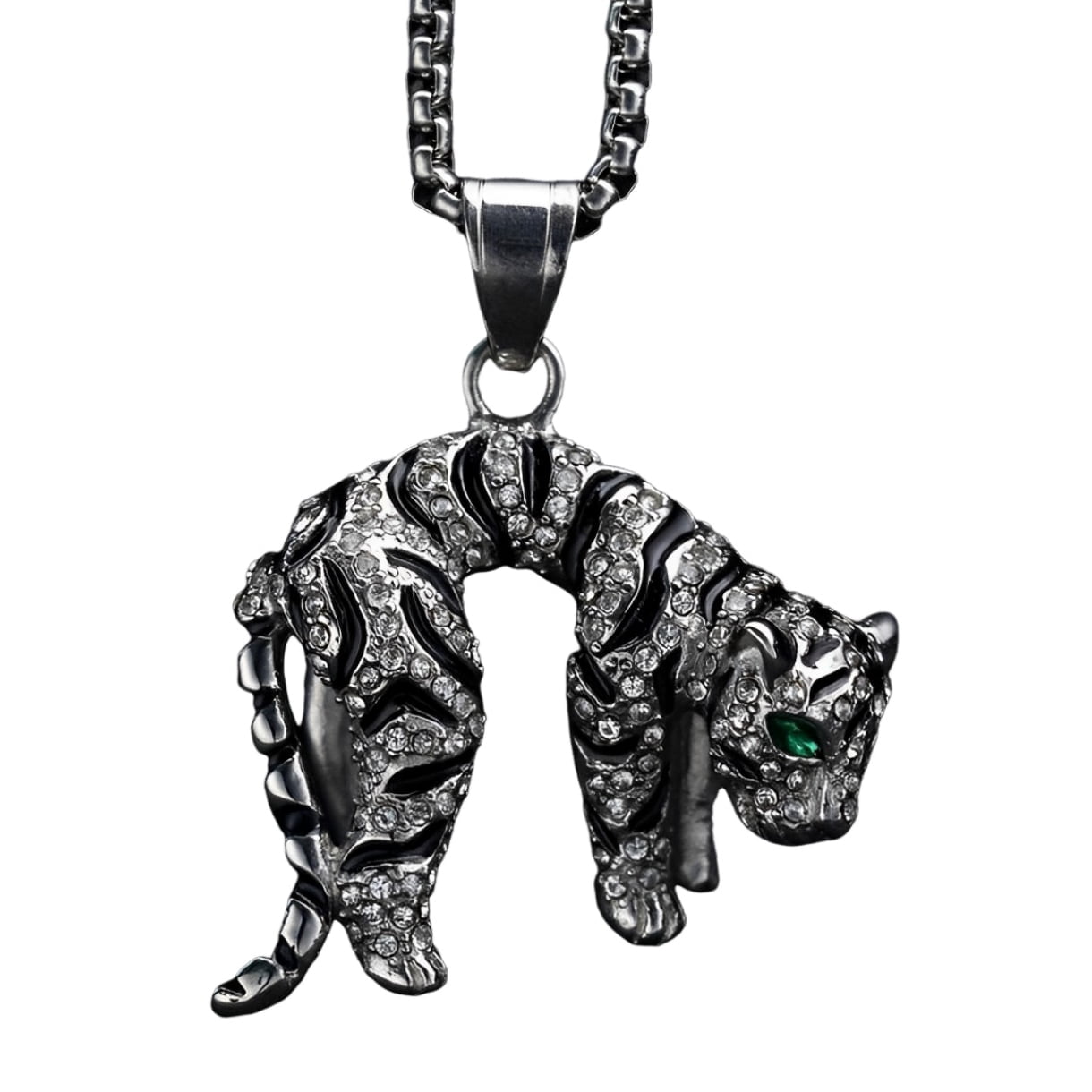 MayiaHey Sparkling Tiger Animal Pendant, Silver Bling Tiger Necklace ...