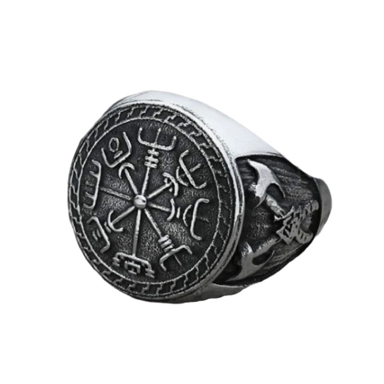 MayiaHey Vegvisir Ring, Helm of Awe Rune Ring for Men, Norse Viking ...