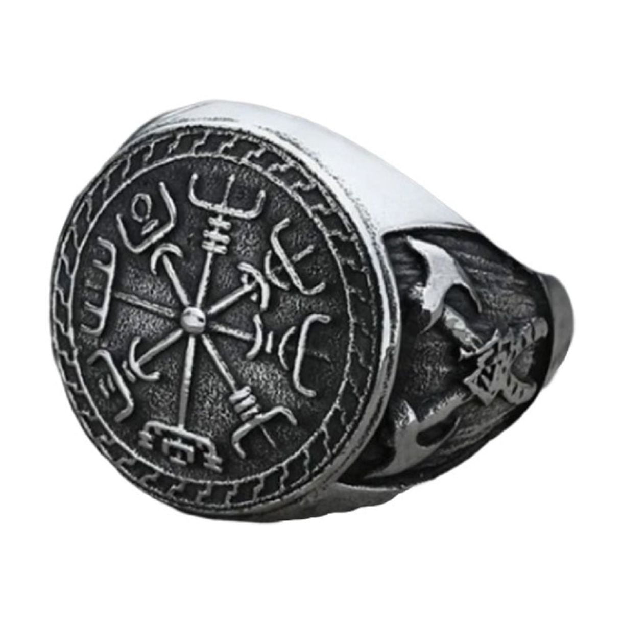 MayiaHey Vegvisir Ring, Helm of Awe Rune Ring for Men, Norse Viking ...