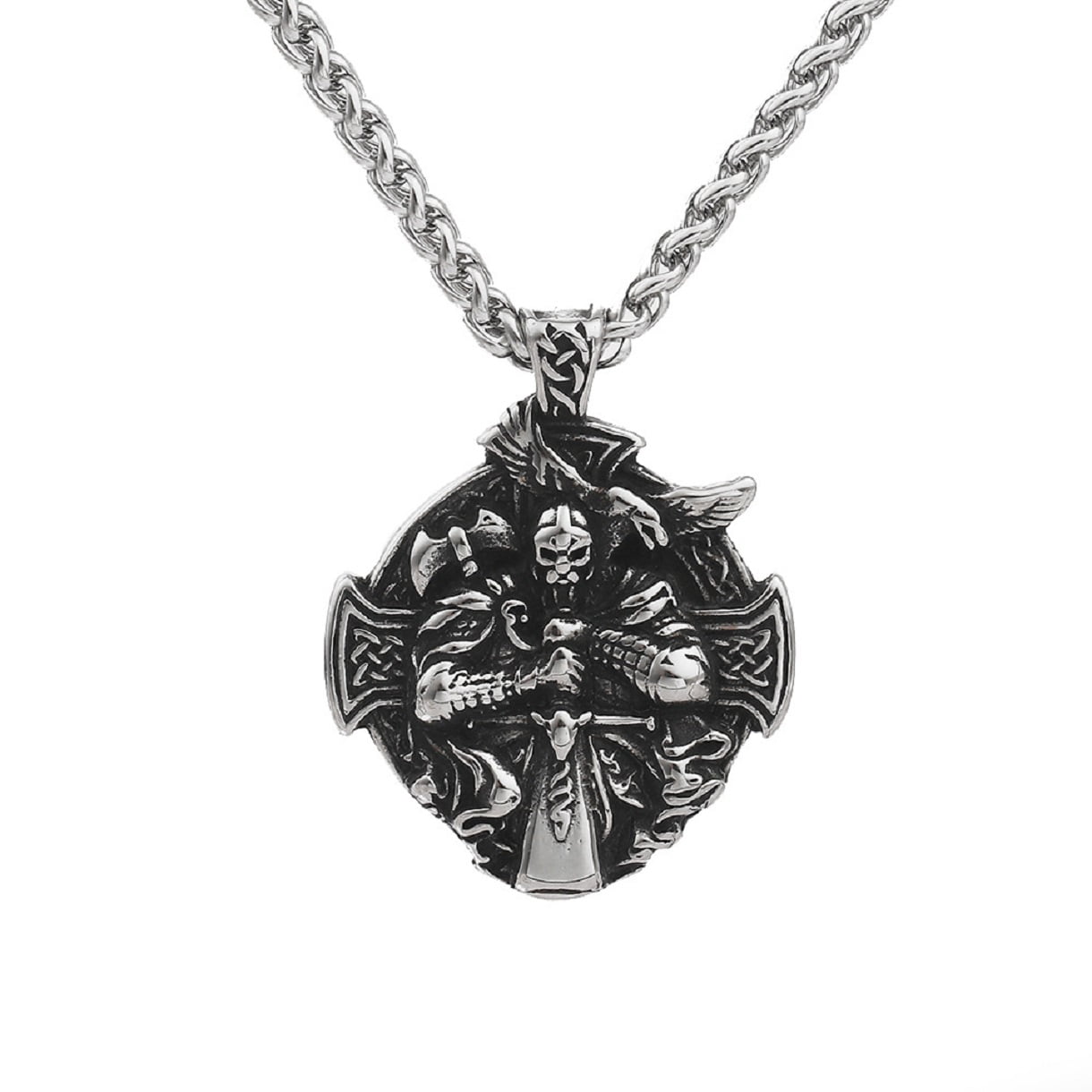 MayiaHey Viking Warrior Pendant, Norse Warrior Cross Necklace for Men ...