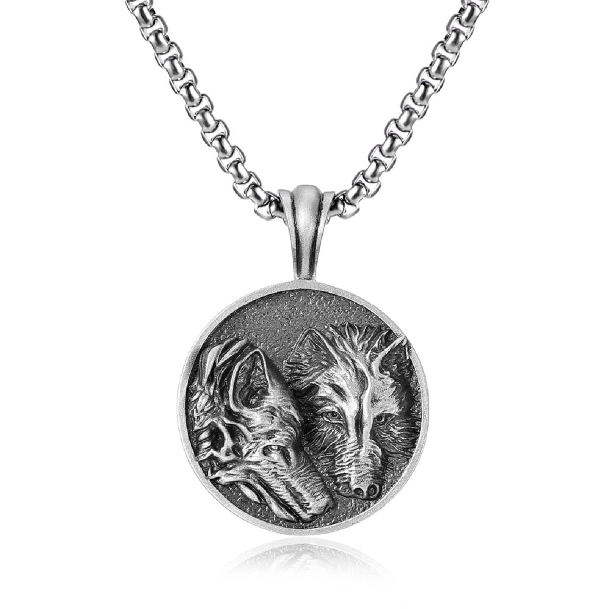 MayiaHey Wolf Head Medallion Pendant, Nordic Viking Wolf Head Necklace ...