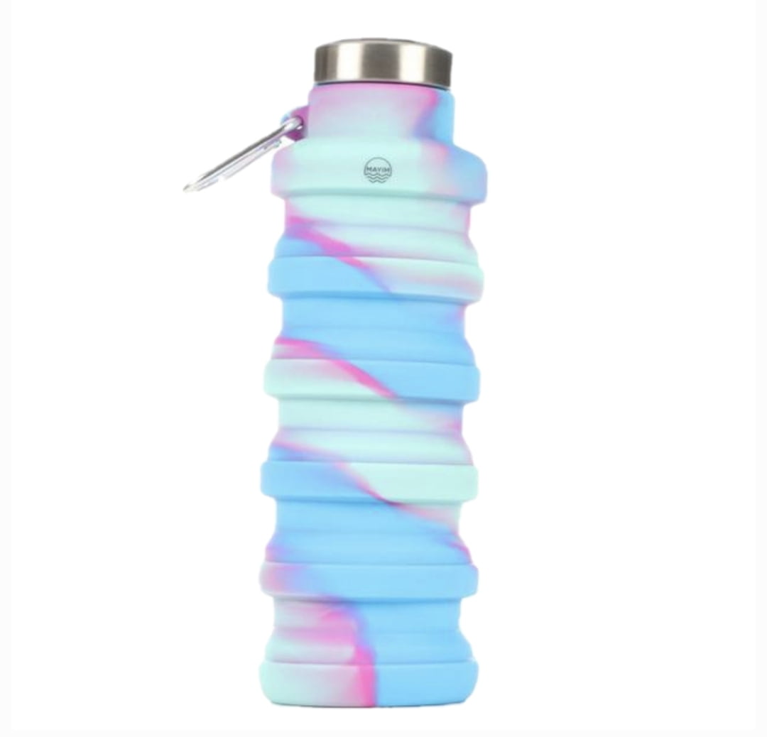 Mayim Collapsible Silicone 24 ounce Water Bottle - Purple & Blue Tye ...
