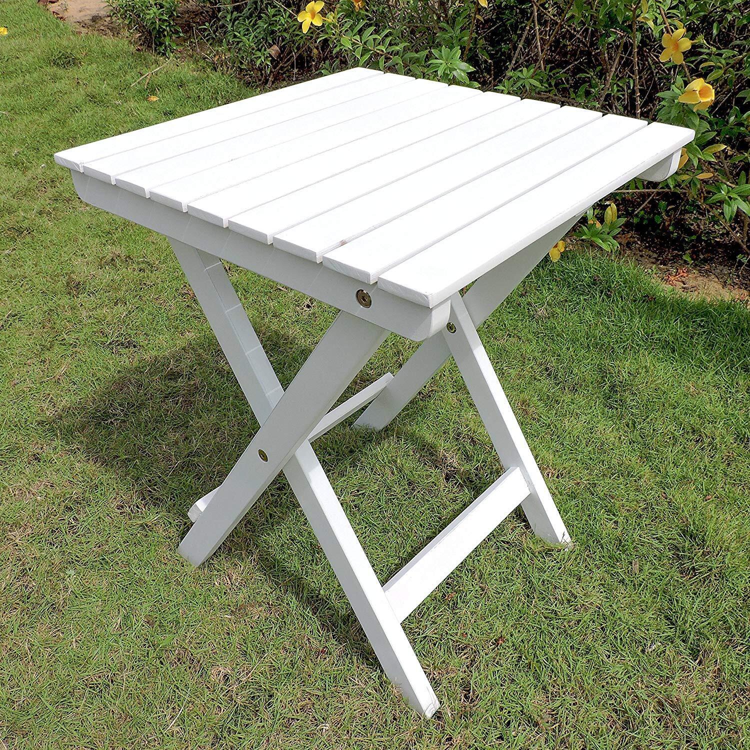 Round Folding Side Table - Acacia Wood Outdoor Table - 16 Inch - Patio ...