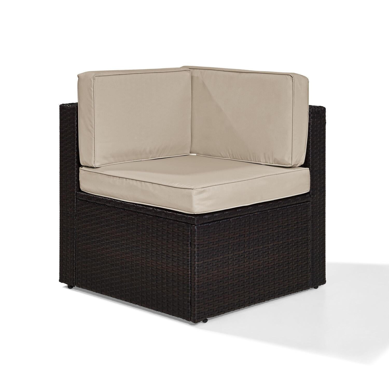 Outdoor Corner Chair Wicker Patio Furniture Sectional Brown Cushions ...