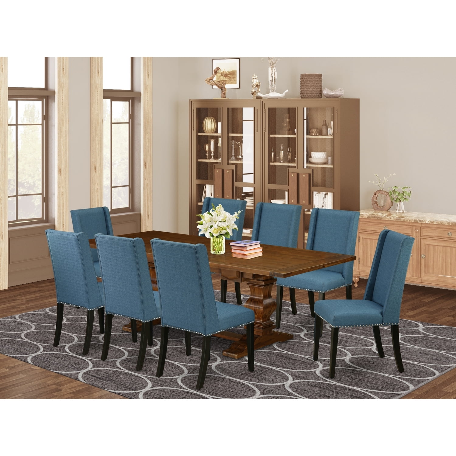 Maykoosh African Artifacts 9-Pc Dining Table Set With ChairS Legs And ...