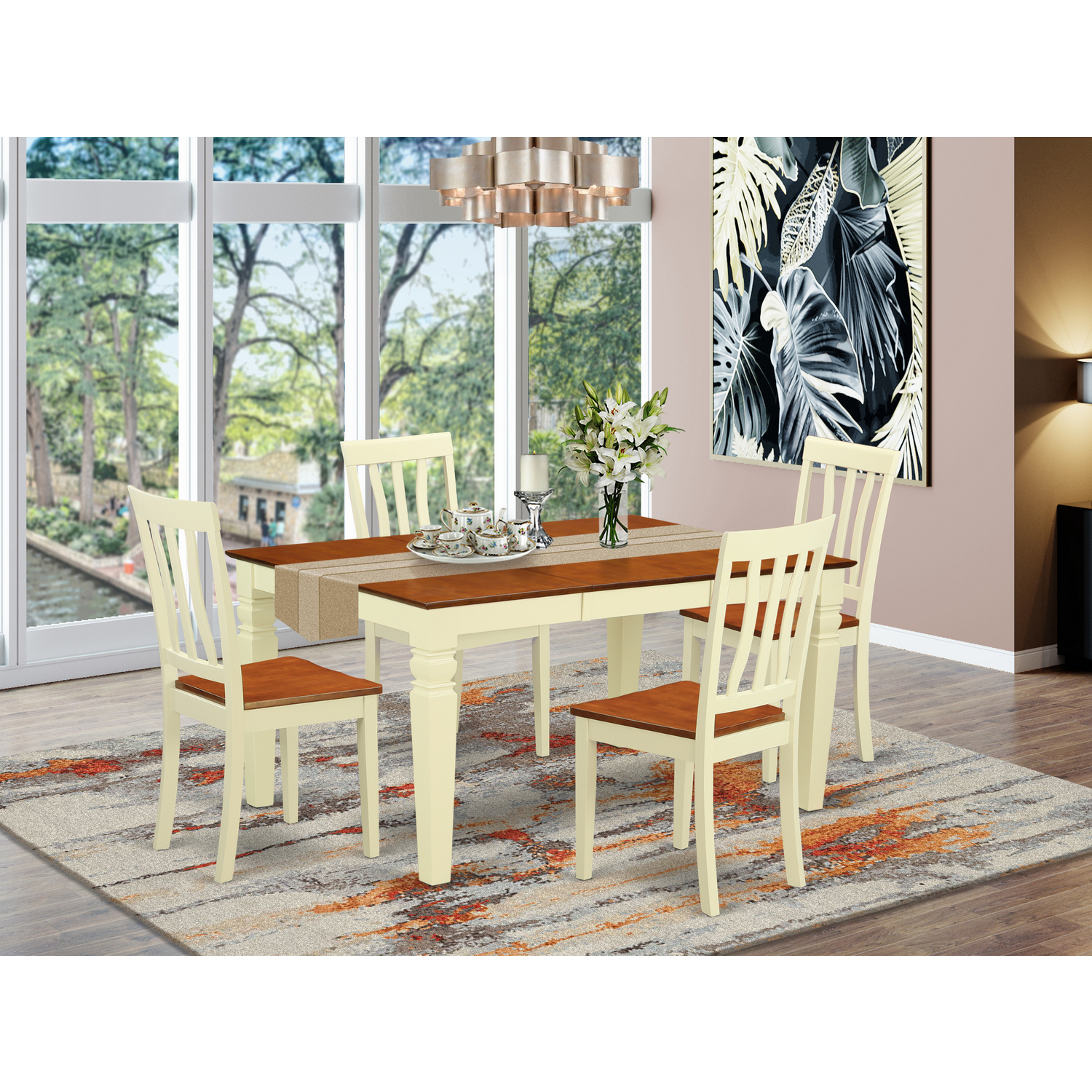 Dinette Table Set - Kitchen Table and Chairs - 7 Piece Dining Set ...