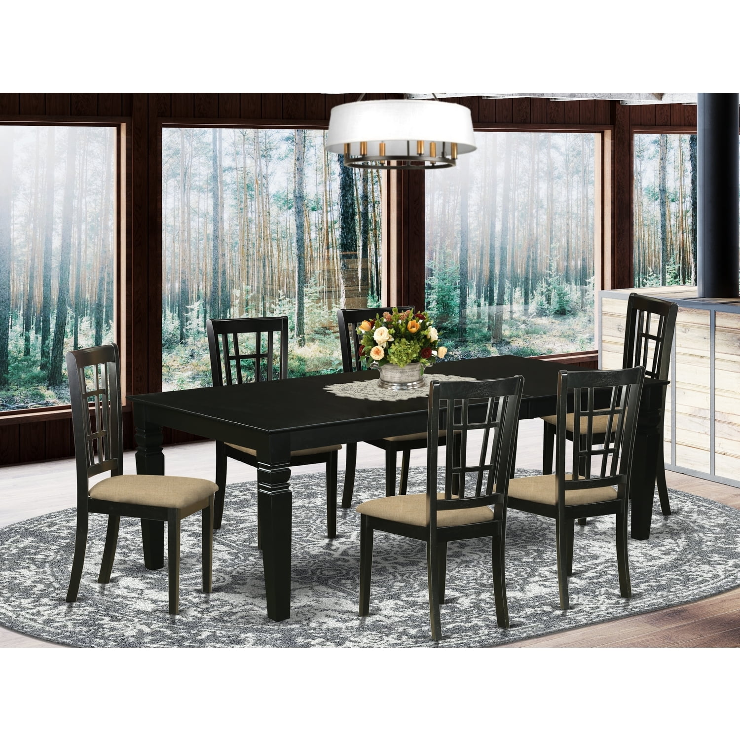 African Dining Room Set - Modern Kitchen Table & Chairs - 9 Piece Set ...