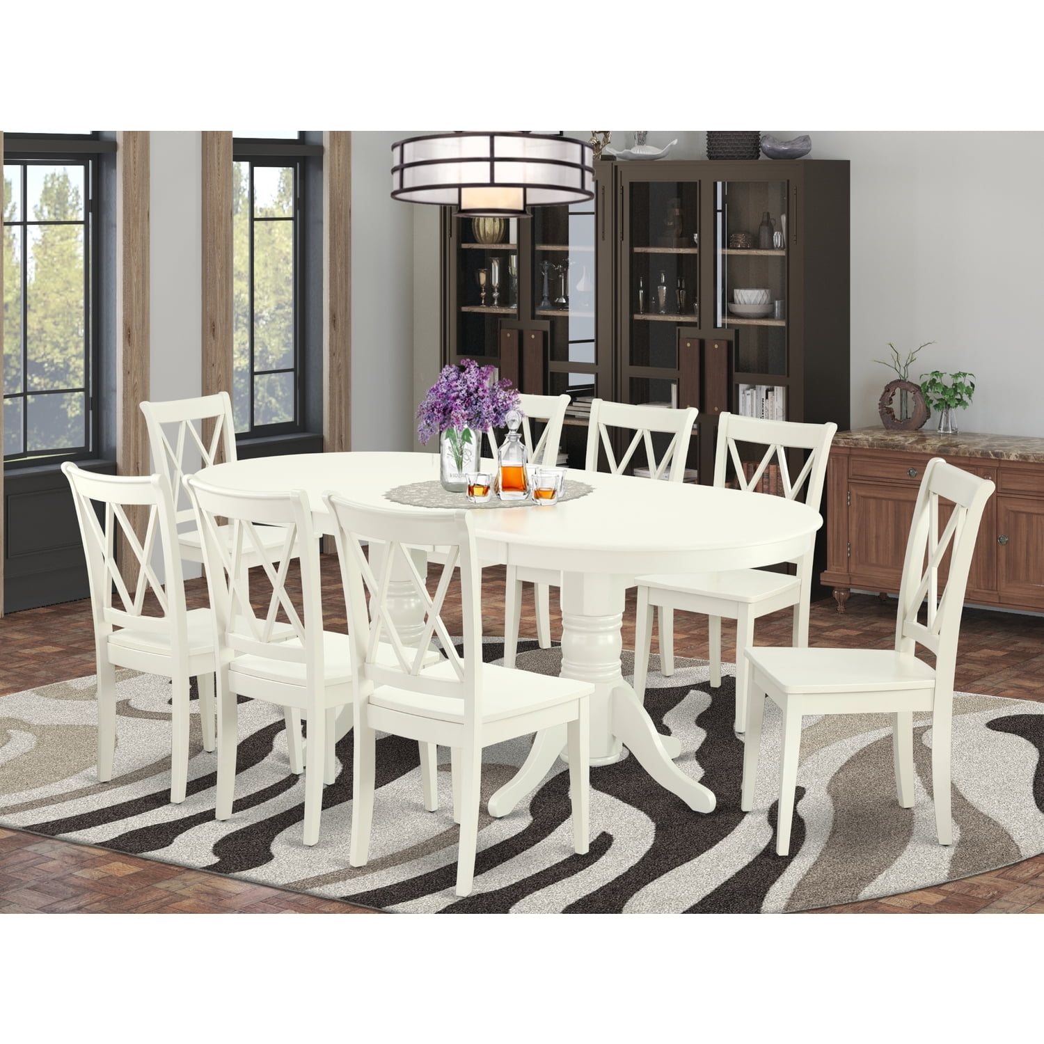 Maykoosh Antique 9 Pc Dining Room Set For 8 Dining Table With Leaf And ...