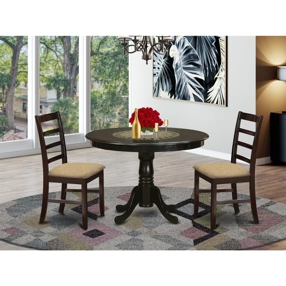 Round Kitchen Dinette Set - 42 Inch Table & 4 Chairs - Antique Accent ...