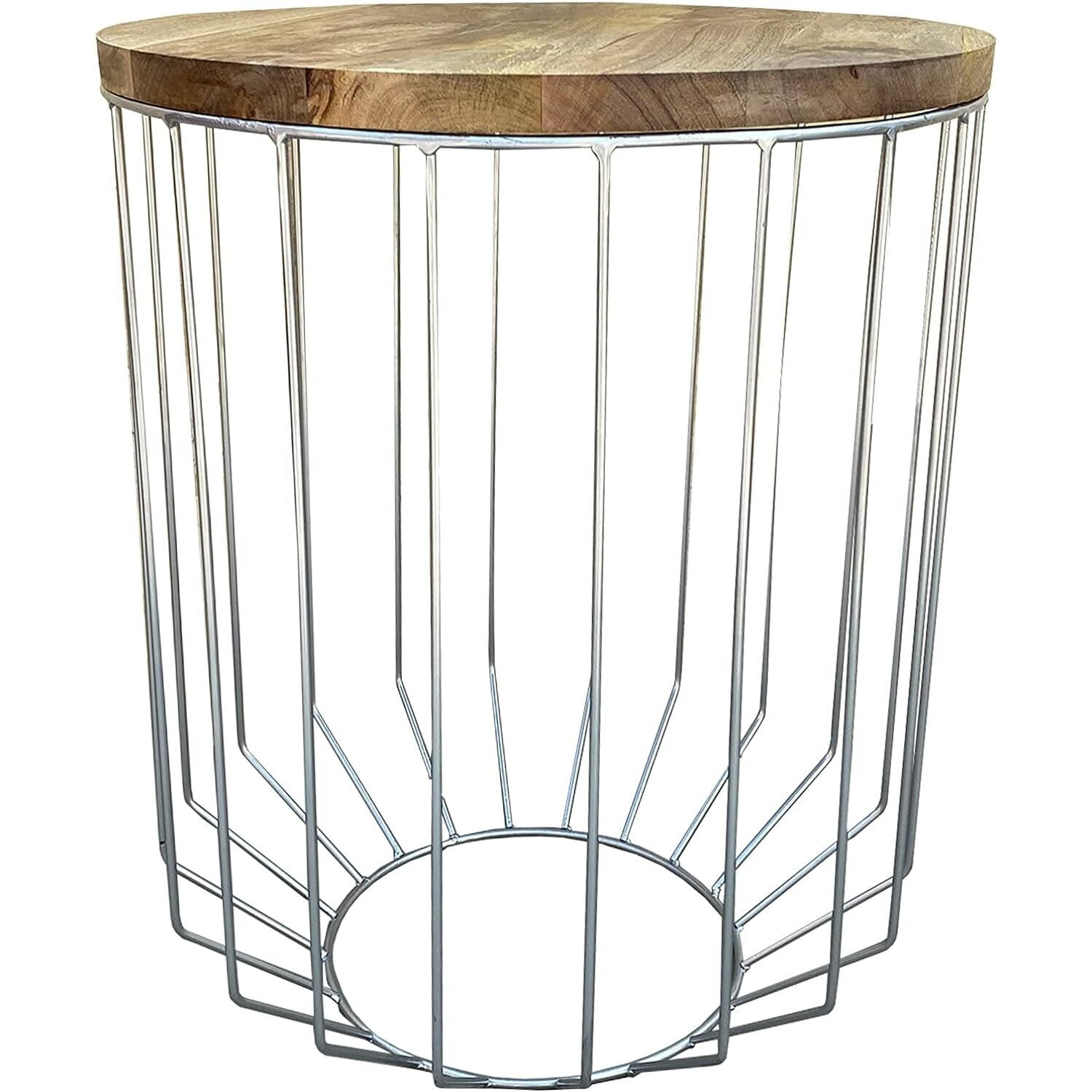 Maykoosh Artisanal Abode 25 Inch Mango Wood Round Side End Accent Table ...