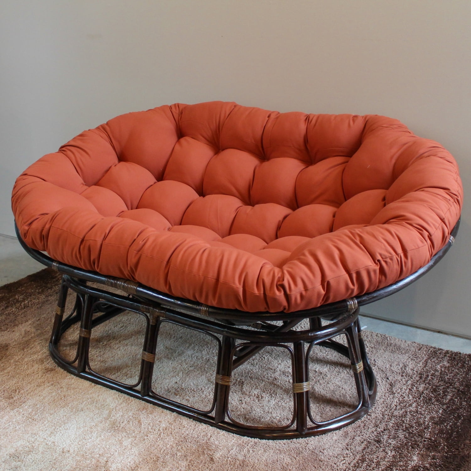 Maykoosh Artisanal Abode Rattan Double Papasan Chair With Twill Cushion ...