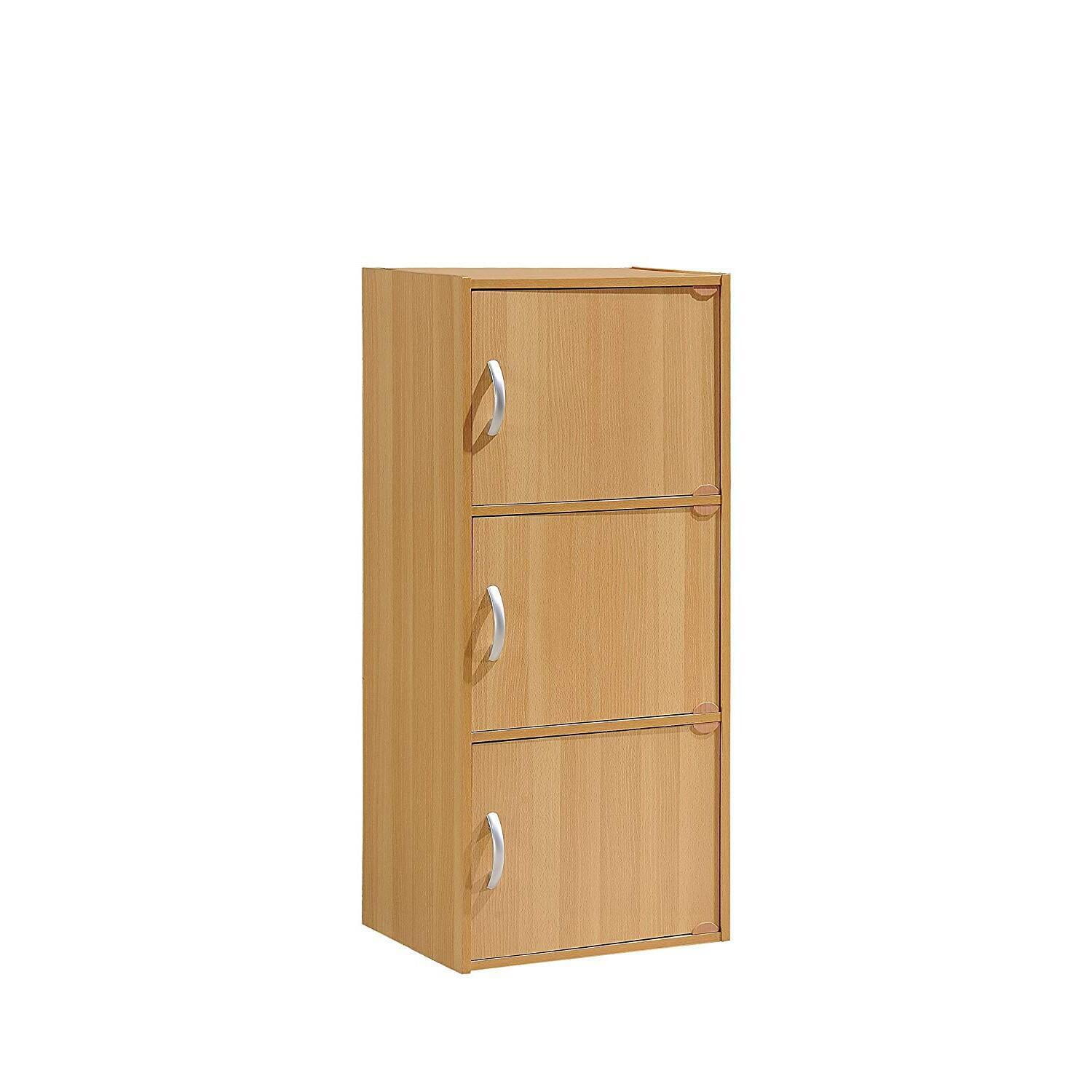 Asian Bookcase Cabinet 3 Door Storage, BeechWood Book Shelf with ...