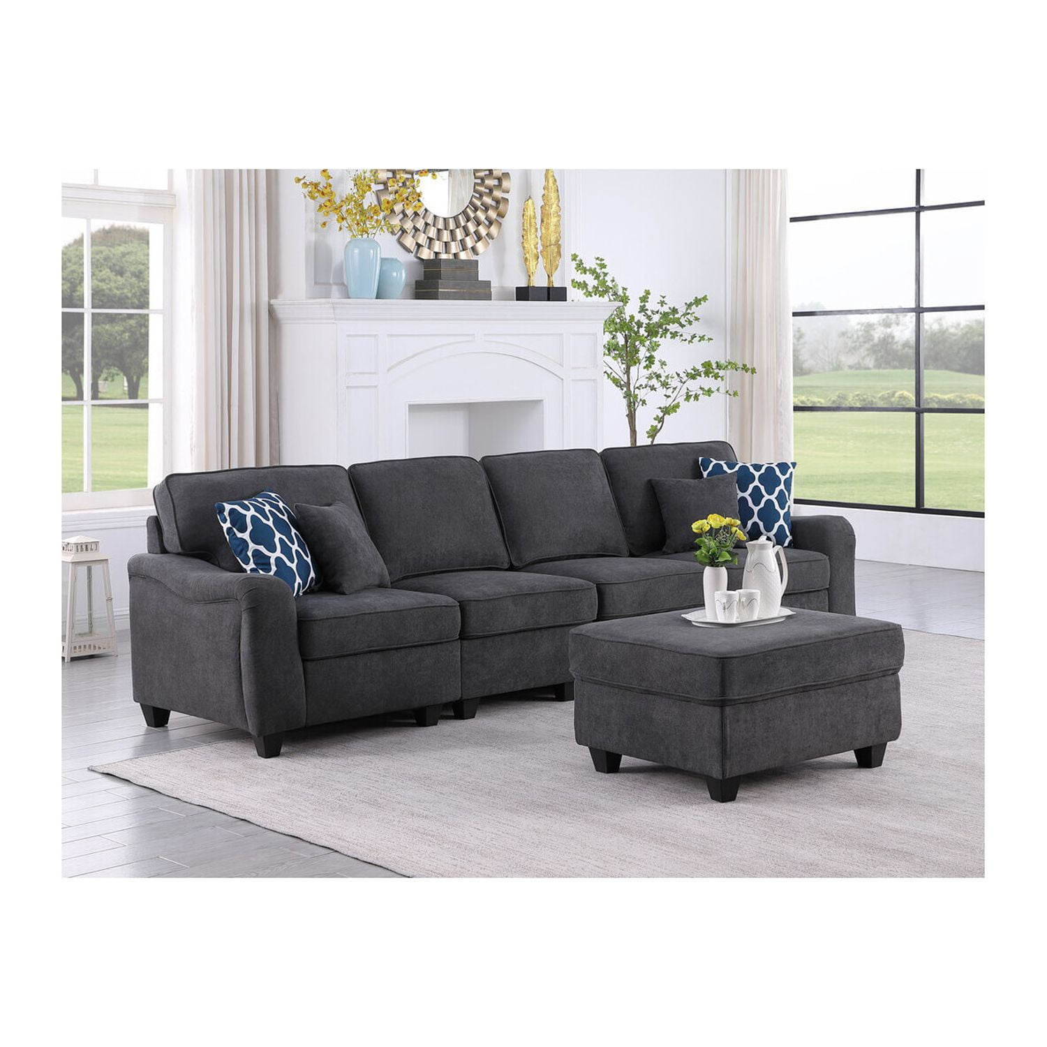 Maykoosh Renaissance Rhapsody Gray Sofa Set - 5-Seater Sofa with ...