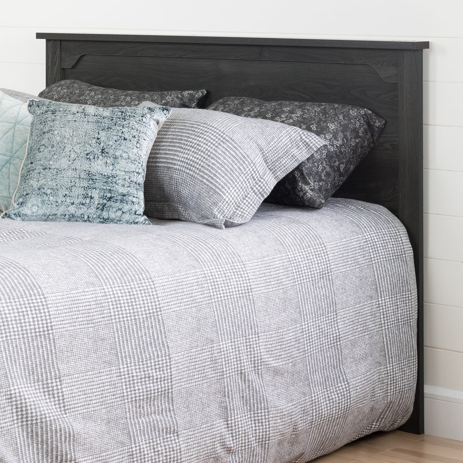 HomeStock Asian Fusion Full/Queen Headboard, Gray Oak, Wooden Headboard ...