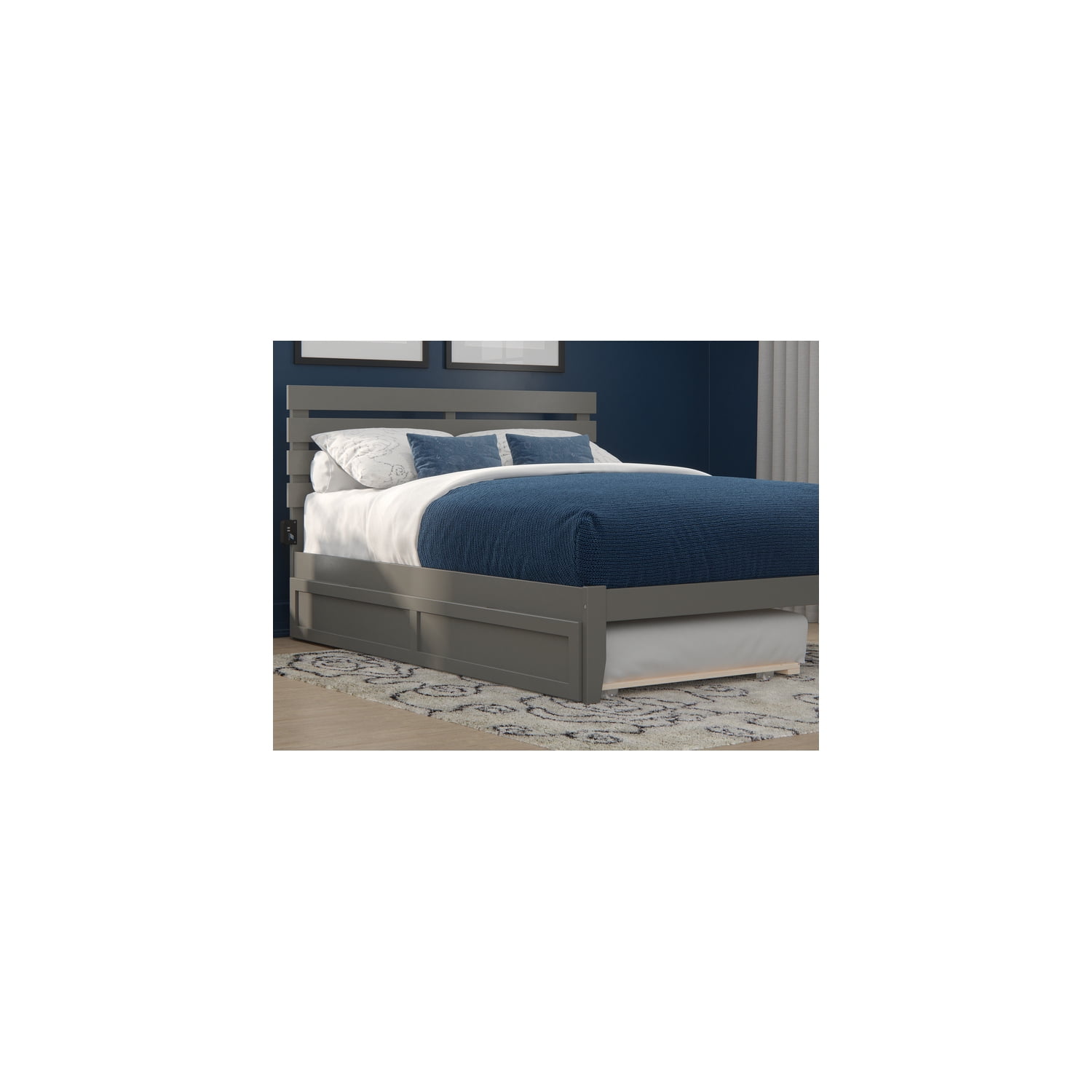 Maykoosh Asian Twin Extra Long Trundle, Grey, Space-Saving Trundle with ...