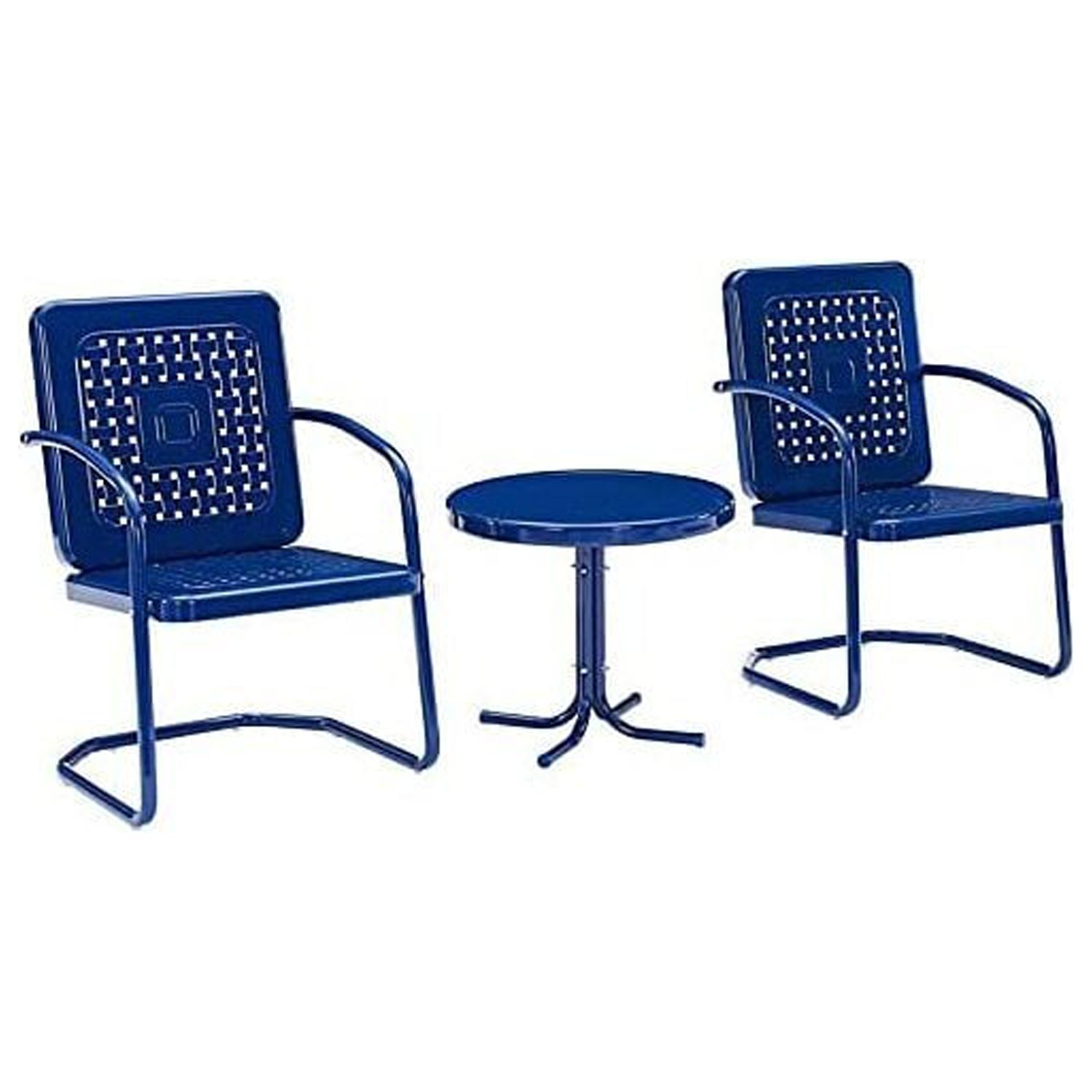 Retro Outdoor Metal Patio Seating Set - 3 Piece with Table & Chairs ...