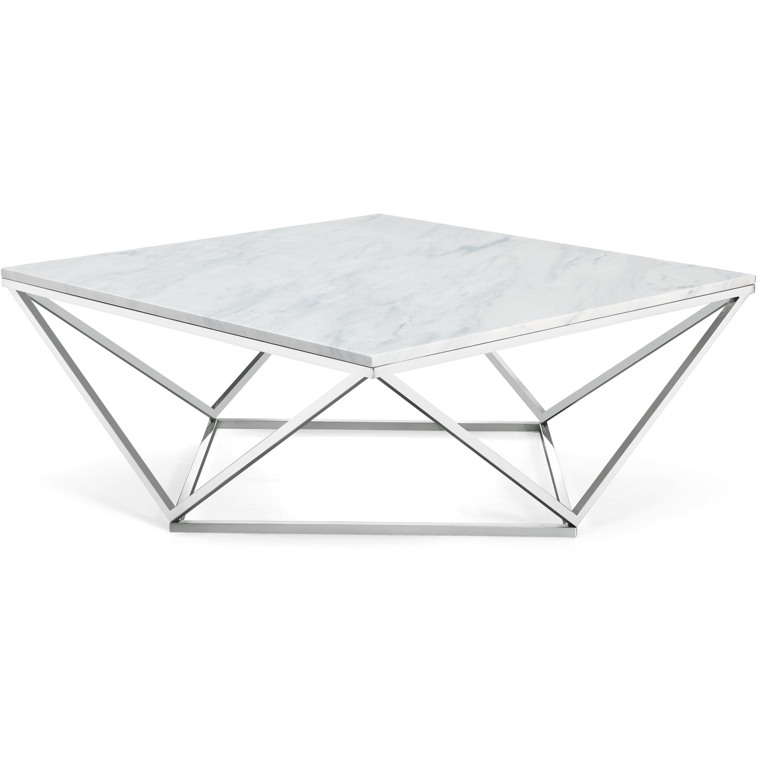 Modern Coffee Table - Marble Top & Stainless Steel Base - Contemporary ...
