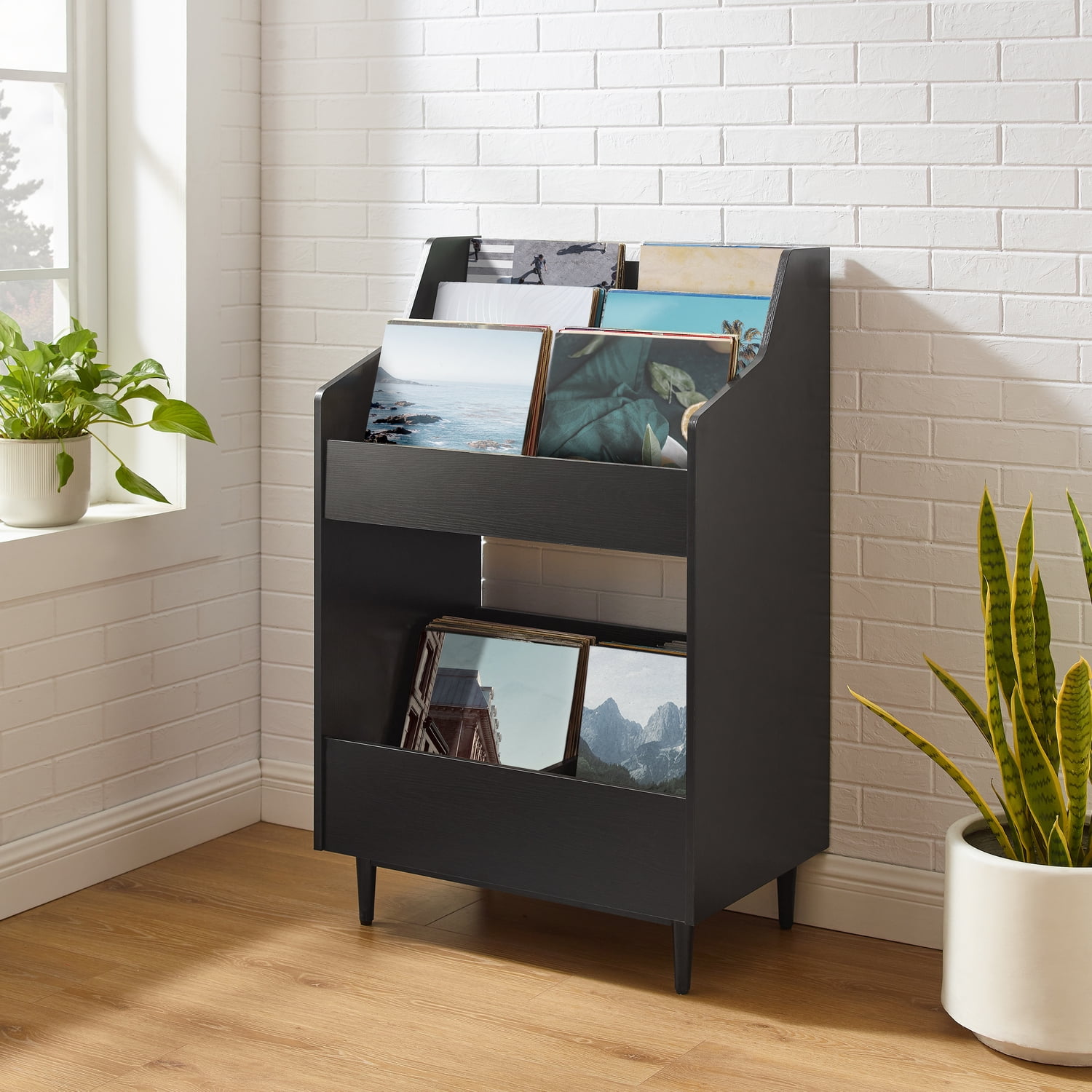 Record Storage Stand Tiered Shelving Media Organizer - Vinyl Album ...
