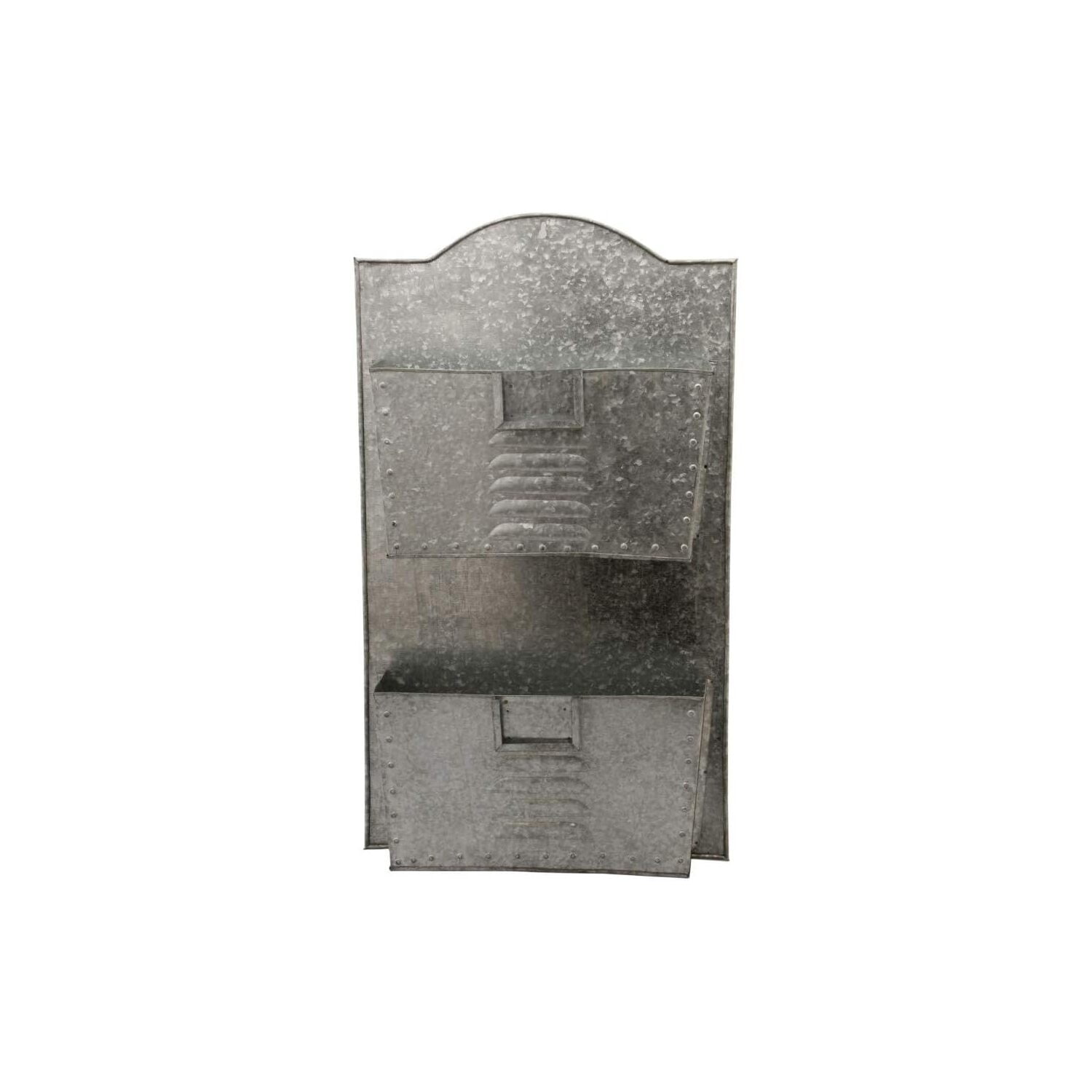 Maykoosh Beachy Beauty Galvanized Two Tier Metal Wall Pocket Organizer ...