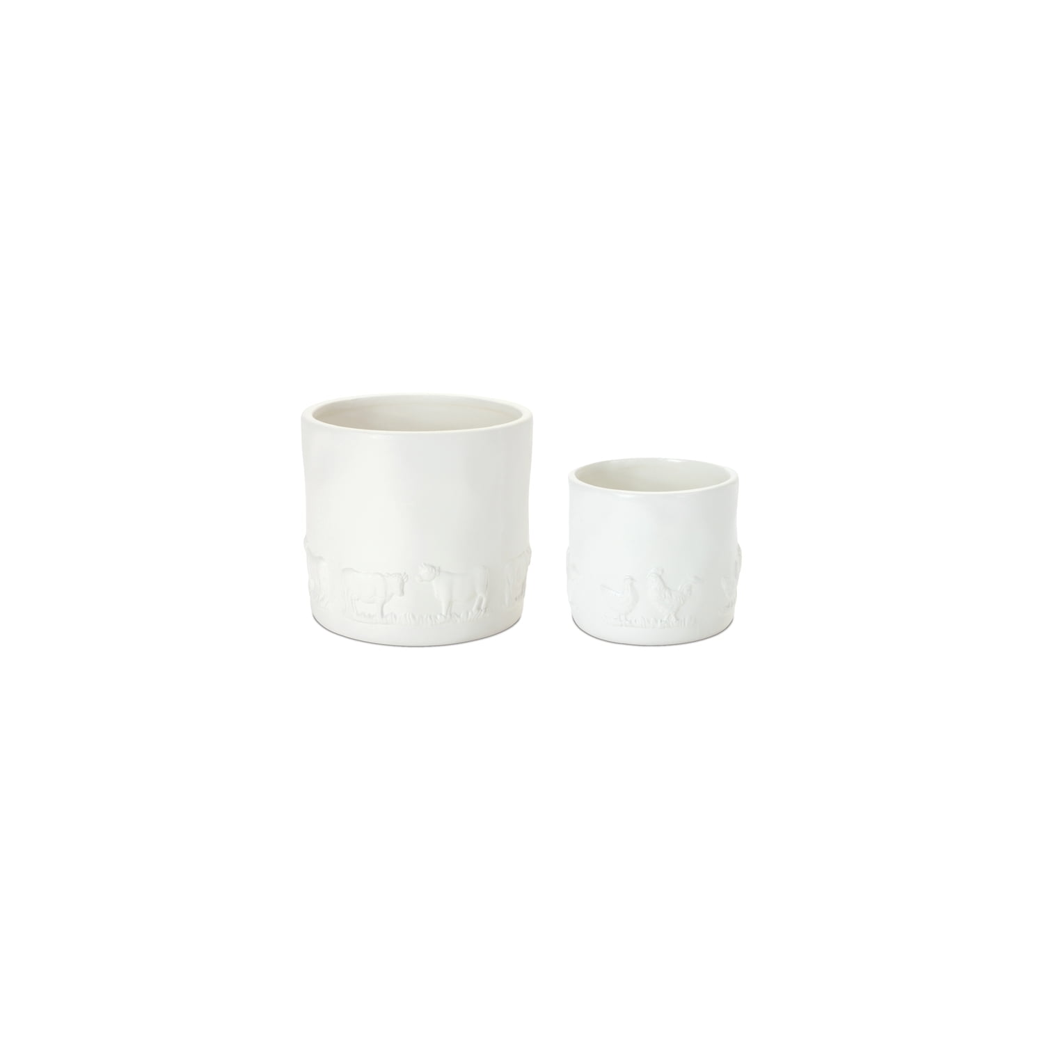 Ceramic Farm Animal Planters Set of 2 - Rustic White Planters for ...