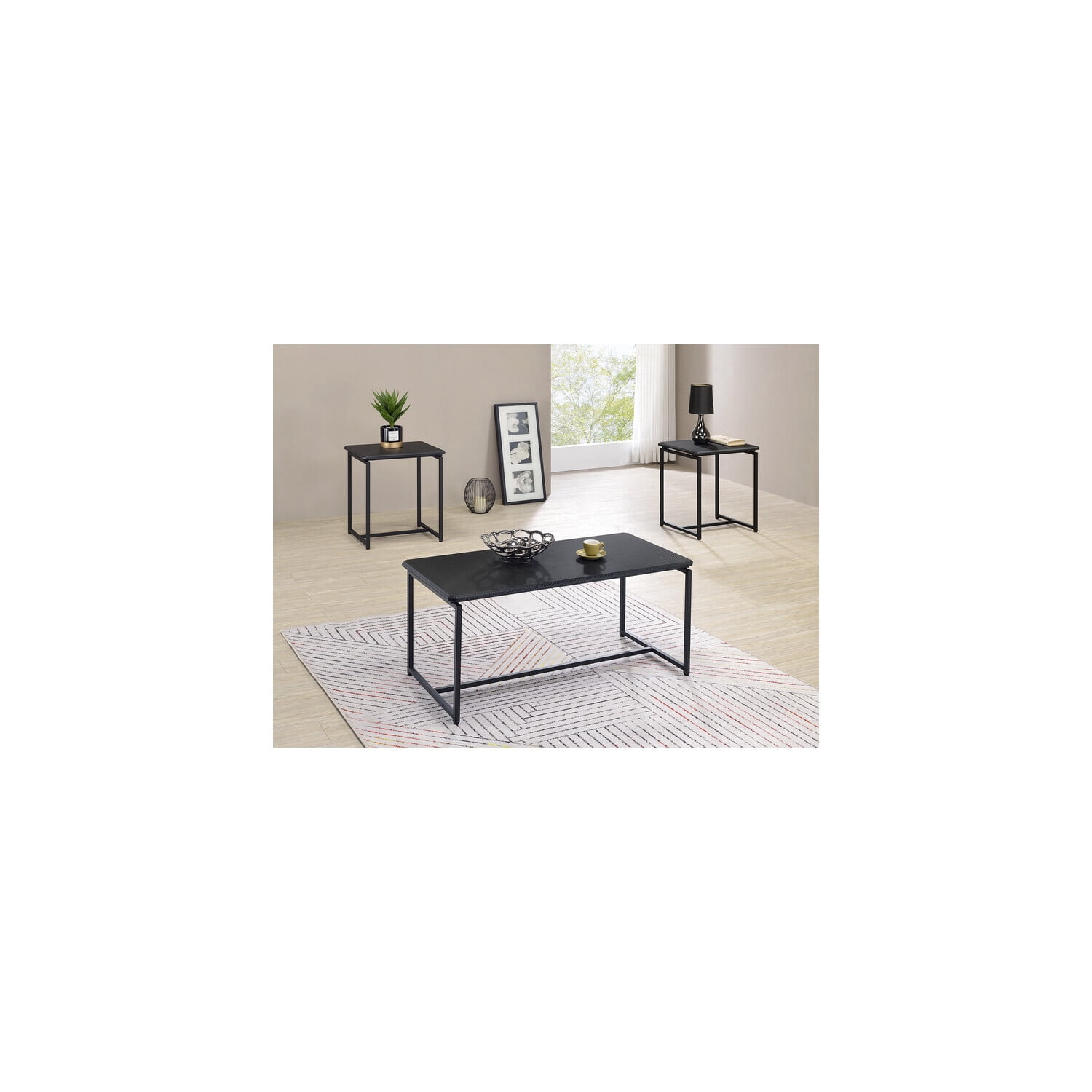 Maykoosh City Chic 3-Piece Carbon Fiber Wrap Coffee Table & End Table ...
