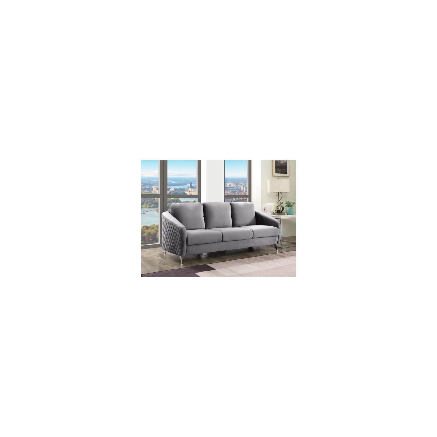 Maykoosh City Sleek Velvet Modern Chic Sofa Couch, Modern Contemporary ...