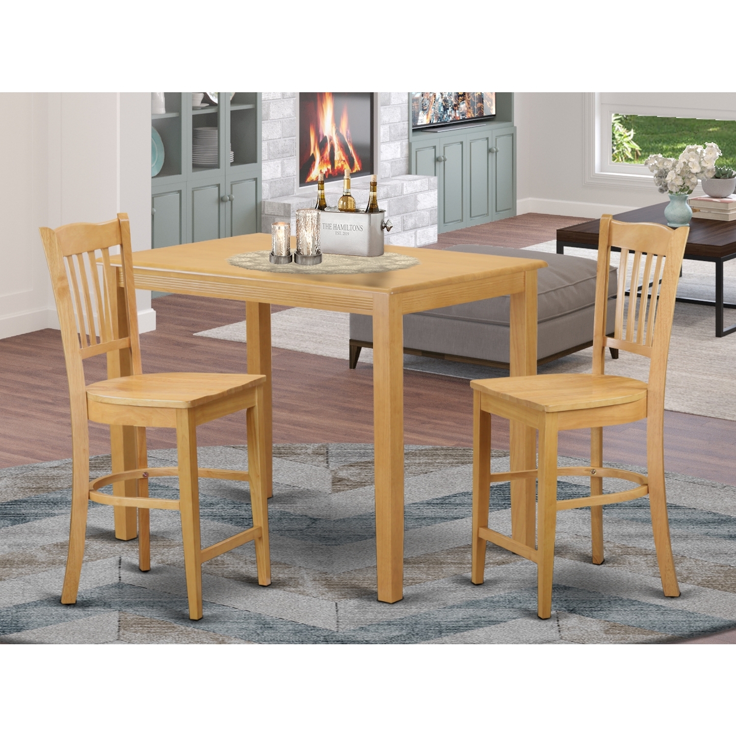 Coastal Cottage Height Pub Set - High Table & Chairs - Kitchen Dining ...
