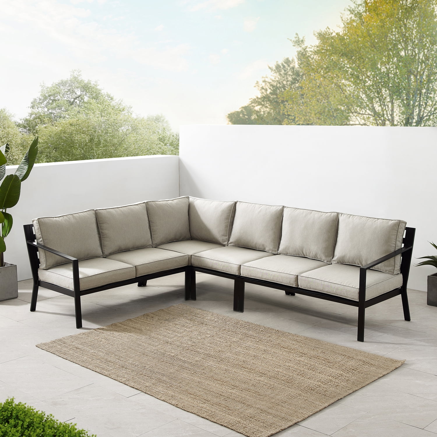 Maykoosh Coastal Craftsman 4Pc Metal Outdoor Sectional Patio Furniture ...