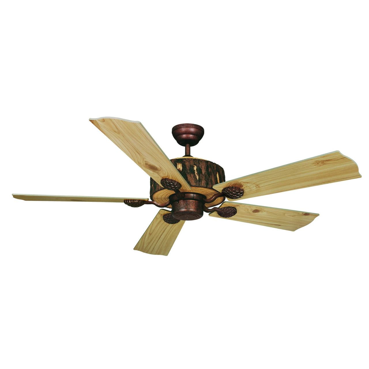 Maykoosh Coastal Craftsman Log Cabin 52-In. Bronze Wood Rustic Ceiling ...