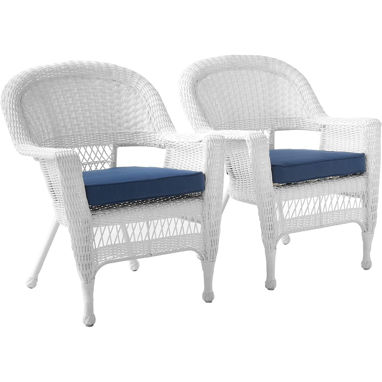 Maykoosh Country Cottage Chair With Blue Cushion-Color:White - Walmart.com