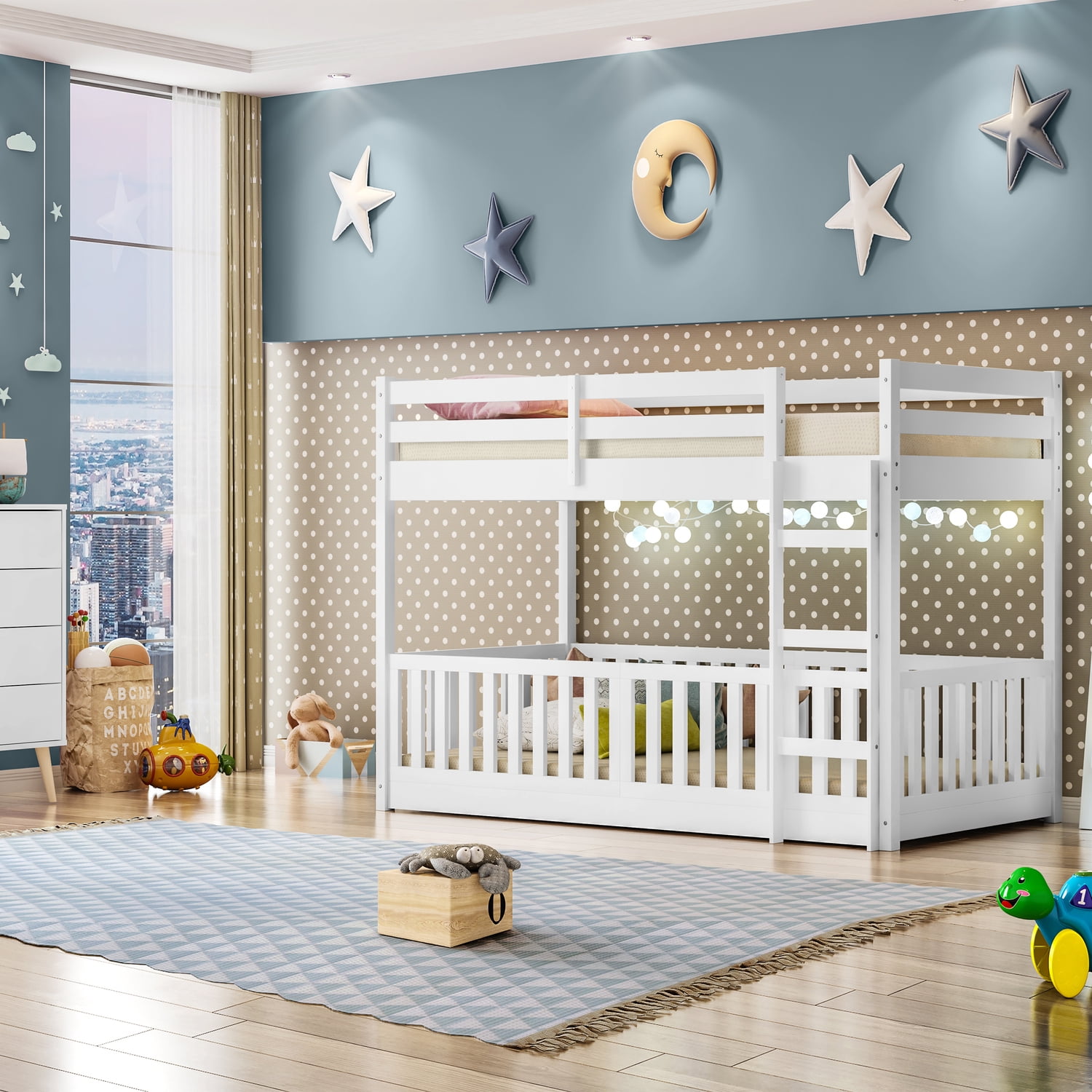 Maykoosh Country Cottage Twin Over Twin Solid Wood Low Loft Bunk Bed ...