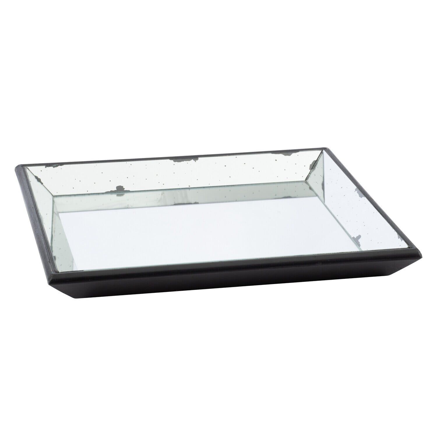 Decorative Square Tray - 24 Inch Mirrored Surface Tray, Modern Black ...
