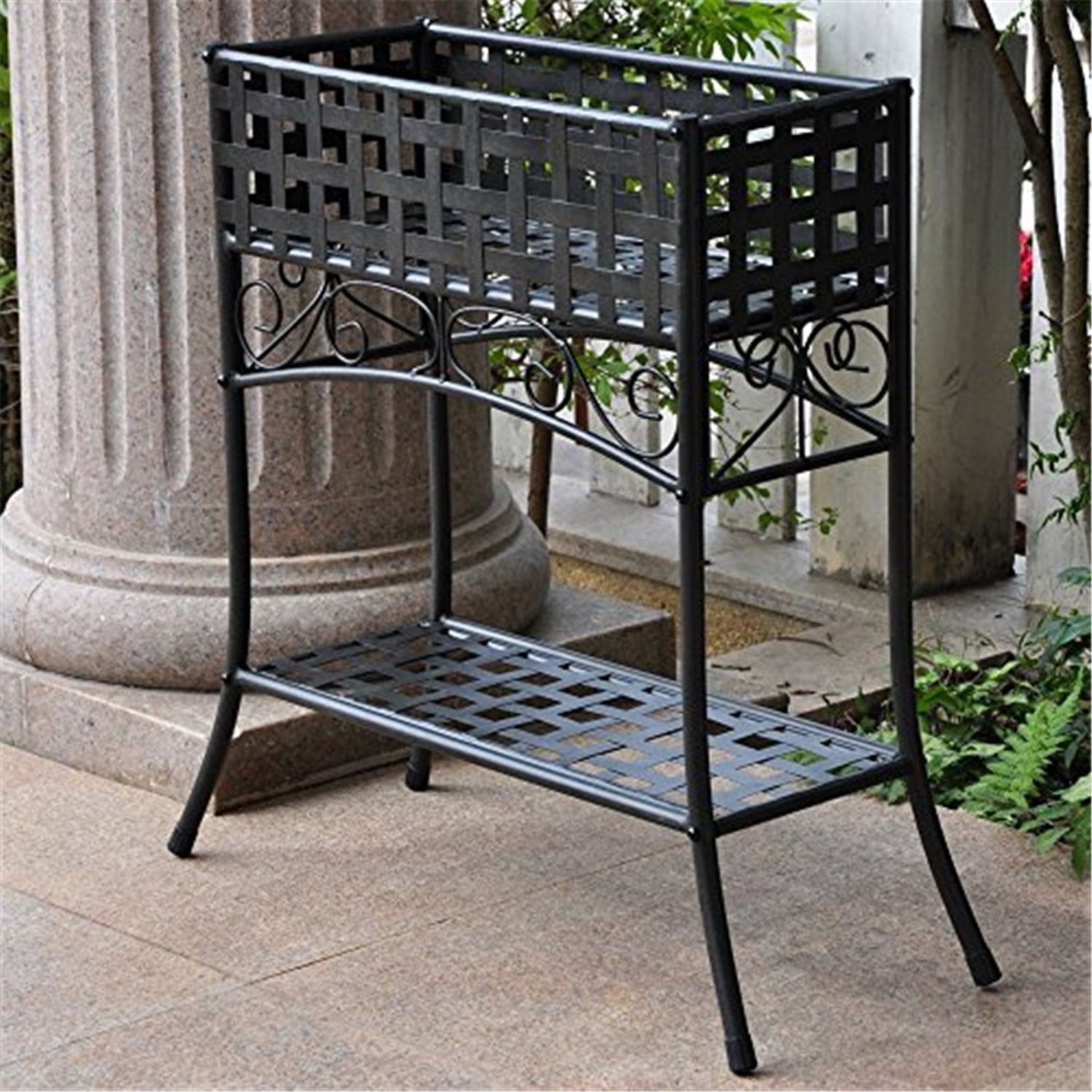 Iron Plant Stand Rectangular - 30" Tall Indoor Outdoor Garden Patio ...