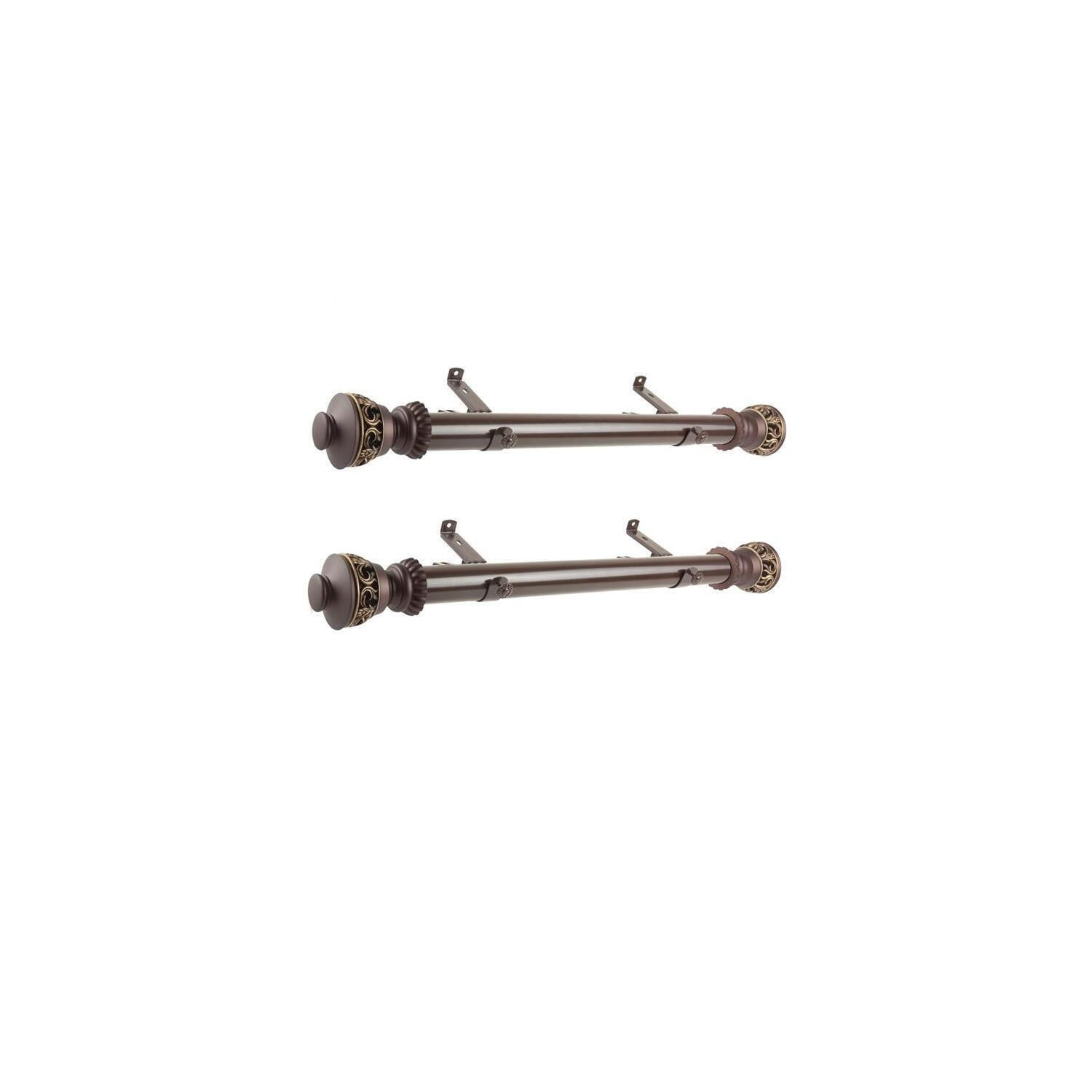 Steel Curtain Rods - 12-20 Inch Set - Resin Finials - Single Rods for ...