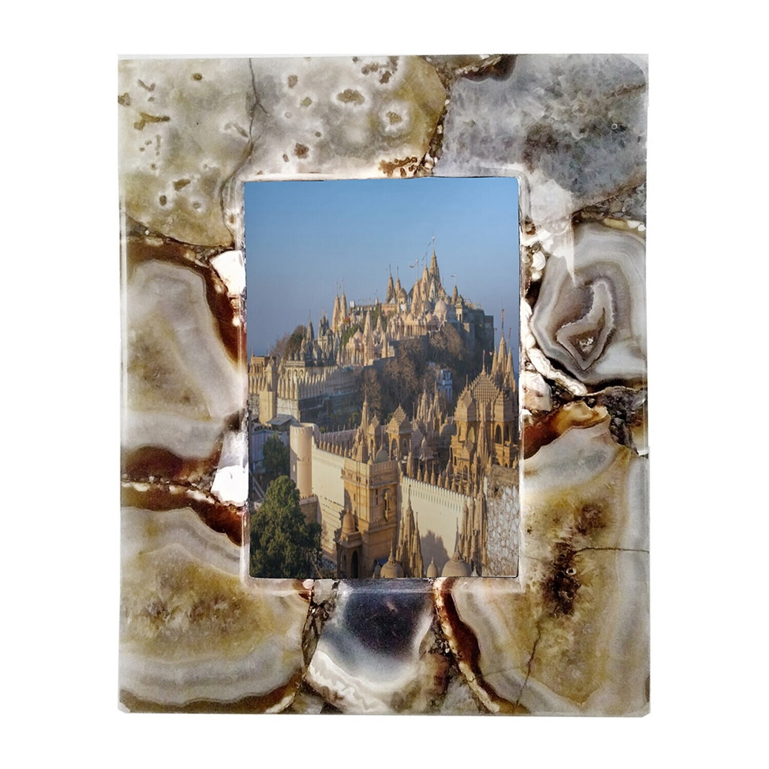 Maykoosh Elegant Escape 9 Inch Accent Photo Frame, Agate Stone, 6 Inch ...