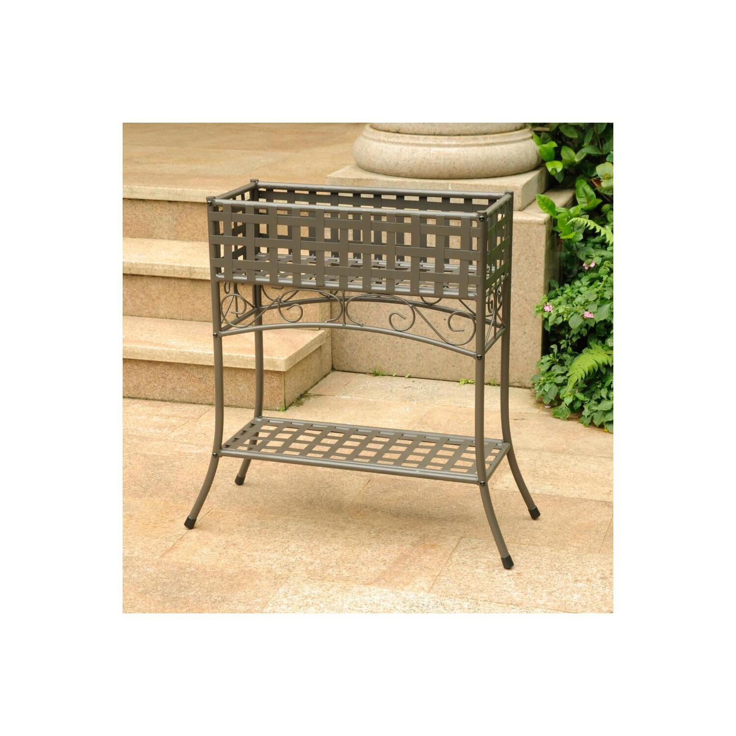 Maykoosh Elegant Escape Iron Rectangular Plant Stand, 10"D x 24"W x 30 ...