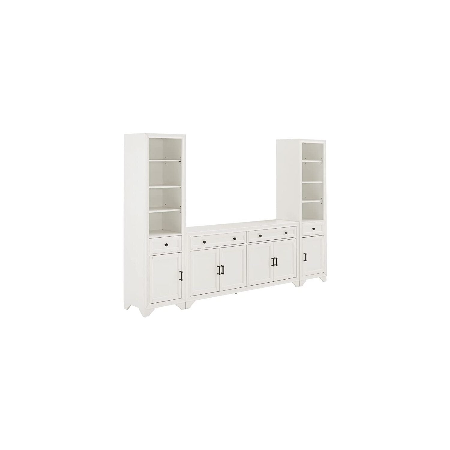 Farmhouse Entertainment Center - 3-Piece Set w/ Sideboard & Bookcases ...