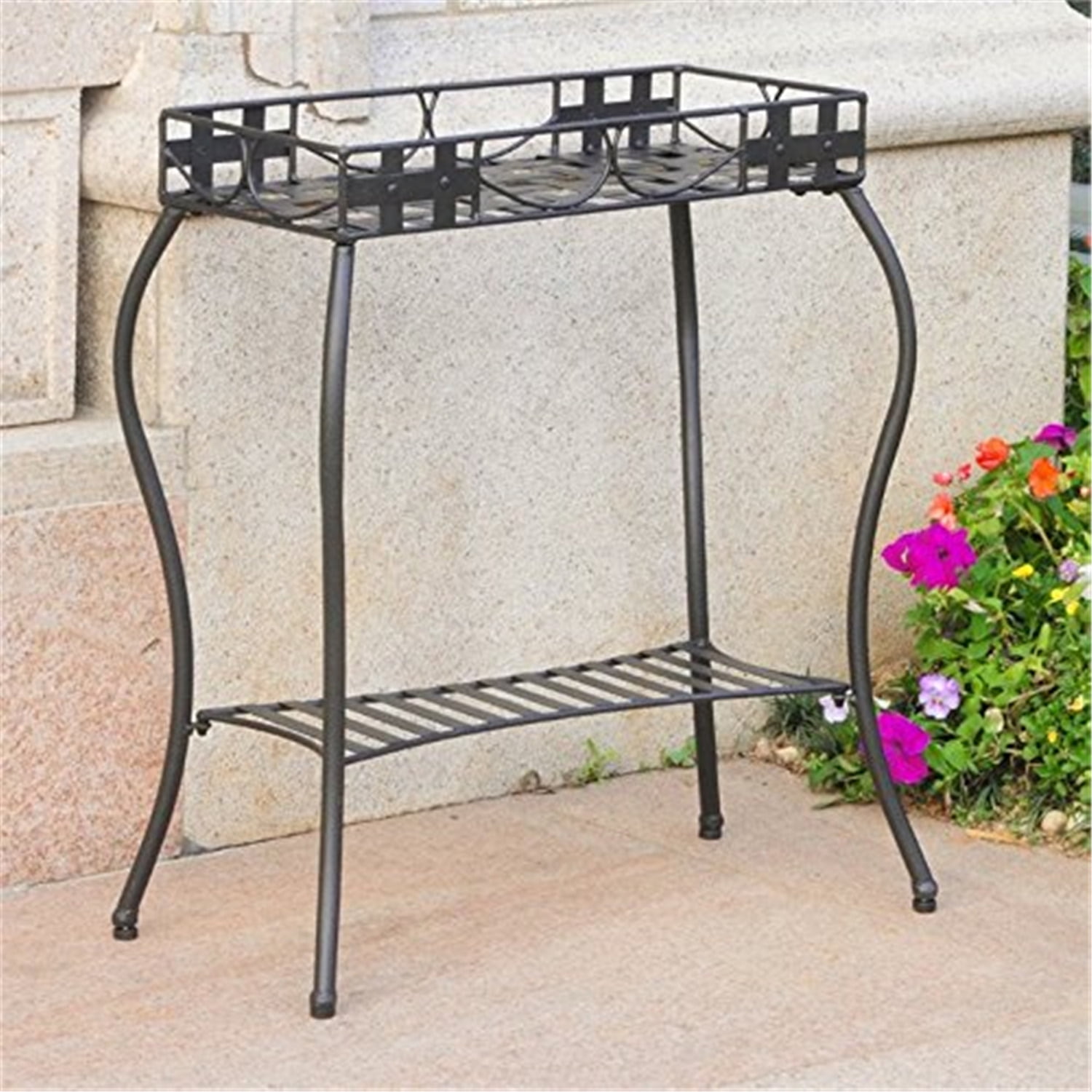 Rectangular Plant Stand - Metal Indoor Outdoor Display Shelf - Antique ...