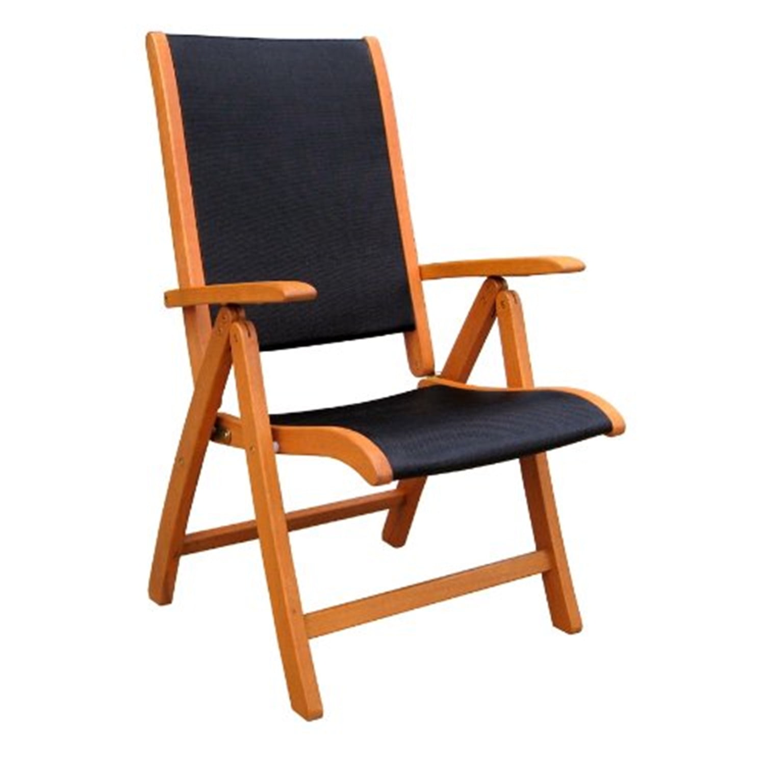 Outdoor Folding Chair - Wood Frame, Adjustable Positions, Durable ...