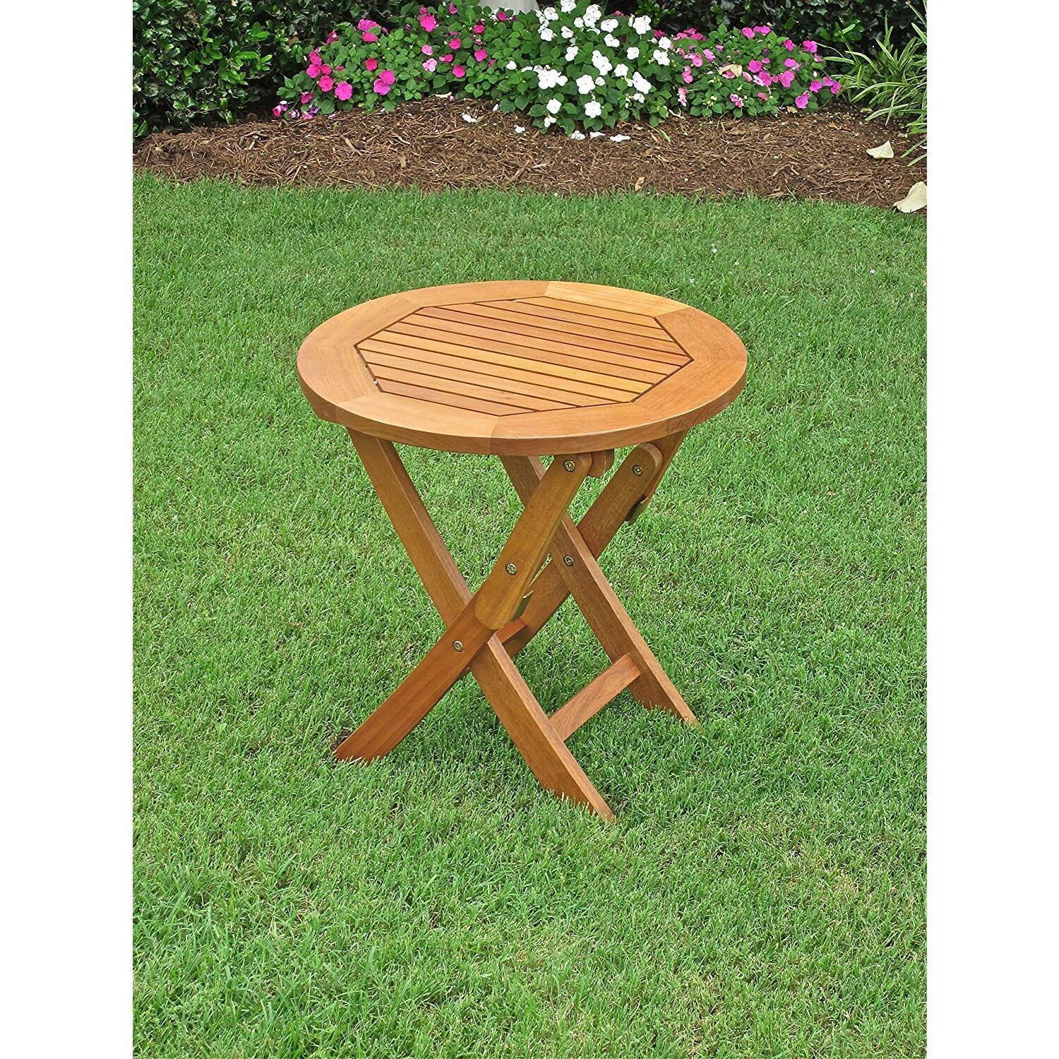 Folding Round Table - Balau Wood Patio Table, Outdoor & Indoor Use ...